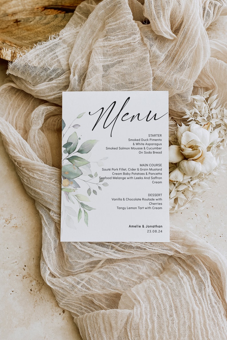 Wedding Menu Cards Menu Template Download Wedding Menu - Etsy