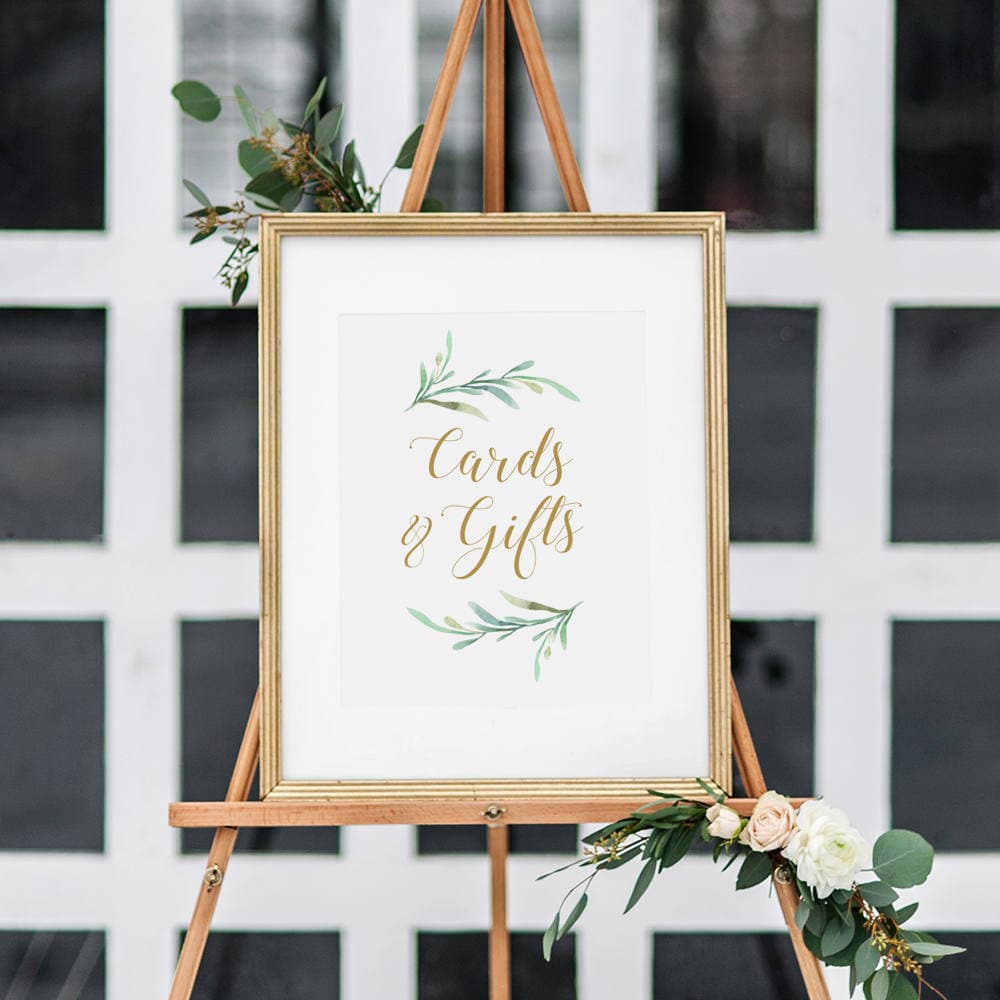 Greenery Cards & Gifts Wedding Sign Printable. Printable Cards | Etsy