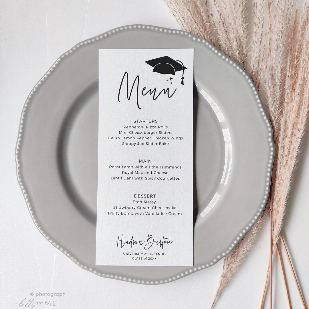 Graduation Party Menu Template, Graduation Party Table Decorations ...