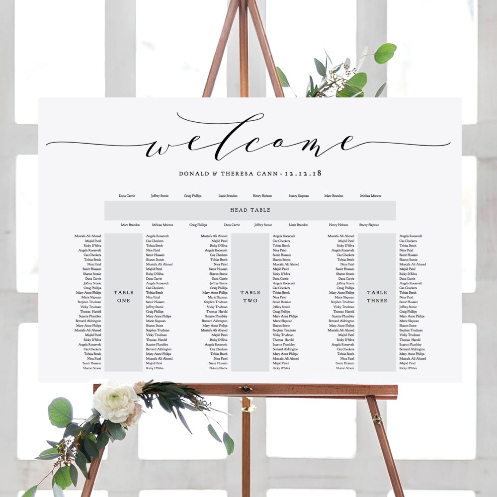 Banquet Seating Chart 3 tables and top table, printable E shape table ...