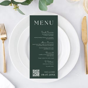 Dark Green Menu, Christmas Menu, Dark Green Wedding Menu, Printable ...