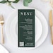 Dark Green Menu, Christmas Menu, Dark Green Wedding Menu, Printable ...