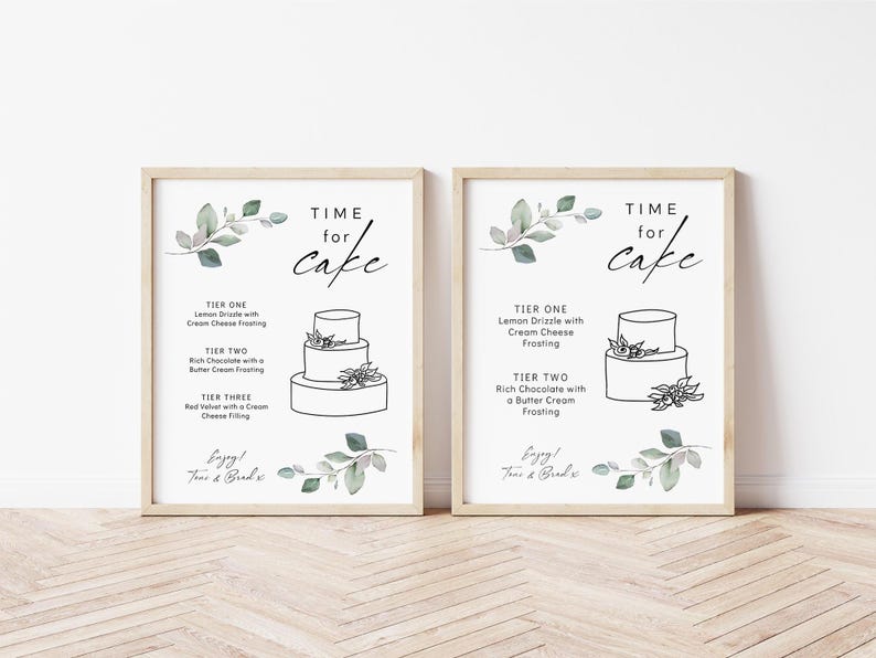 Wedding Cake Sign, Template for Cake Flavour Sign, Sign for Wedding ...