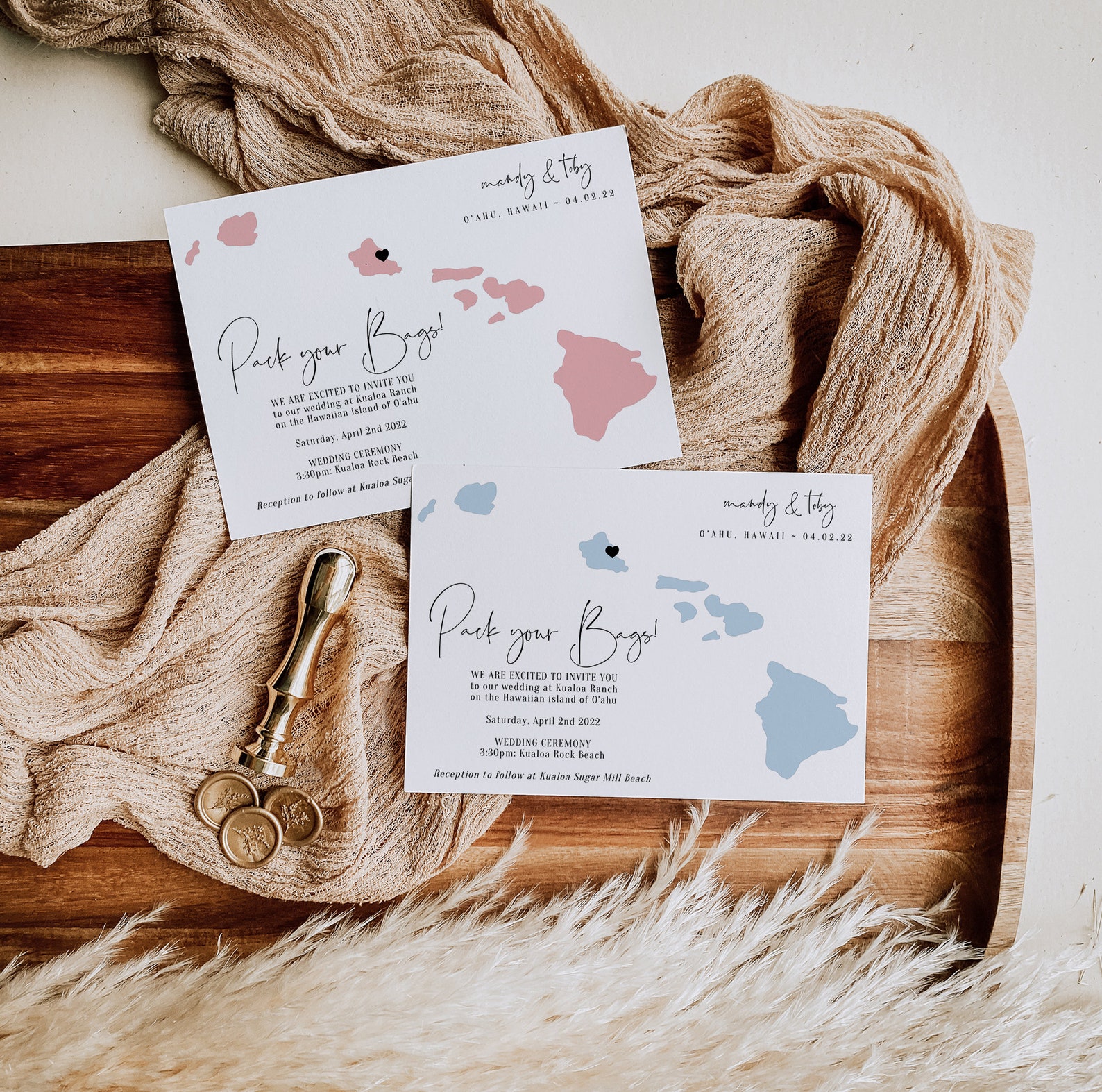 Destination - Hawaii Wedding Invitation, Hawaiian Island Destination ...