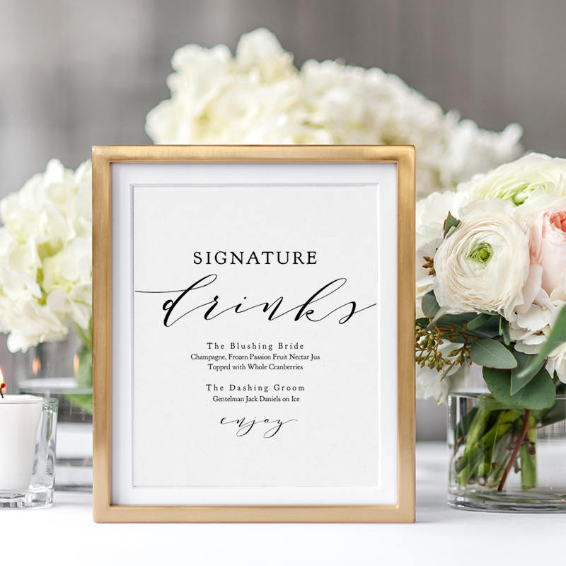 Signature Drinks Printable Template Wedding Signature Drink Sign 