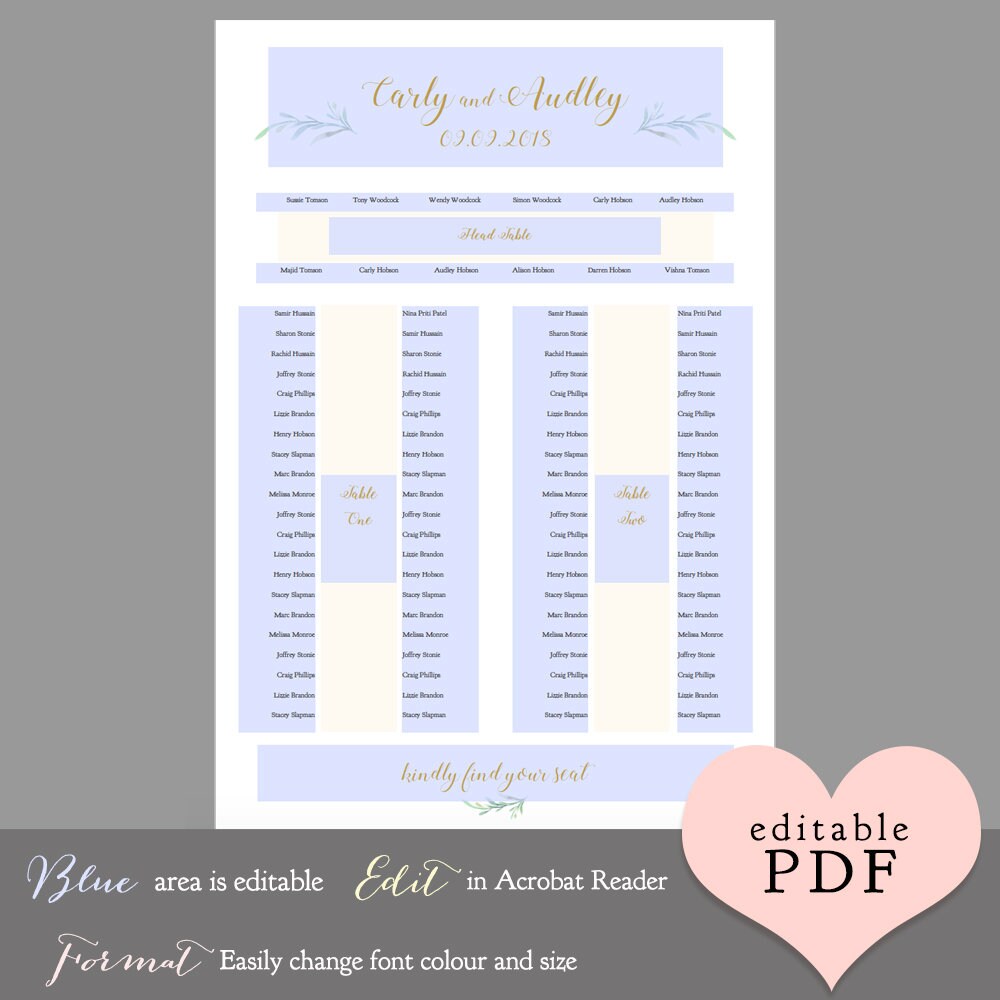 Banquet Table Seating Plan, Horseshoe Shape, 3 tables: Top table 2 ...