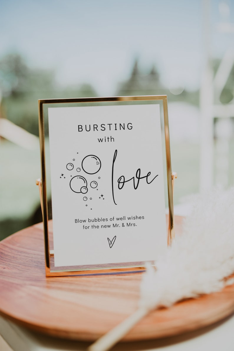 Bubble Send Off, Canva Printable Bubbles Sign, Bursting With Love ...