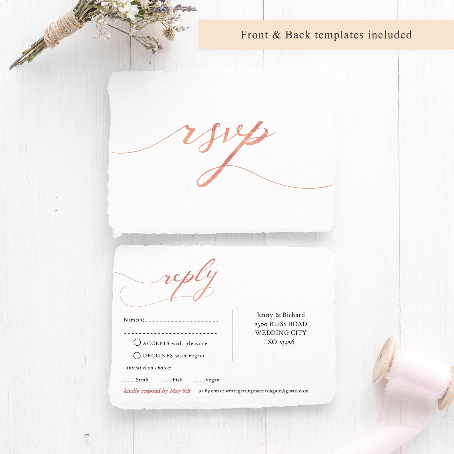 Postcard RSVP Template Printable Rsvp Card Wedding Response - Etsy UK