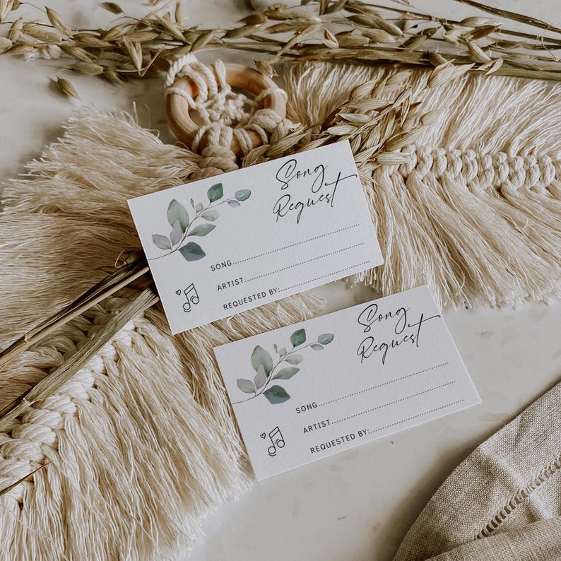 Song Request Cards, Printable Templates, Cards for Song Requests, DJ ...
