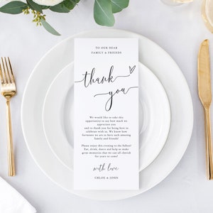 Printable Thank You Place Card, Minimalist Thank You Napkin Note, Table ...