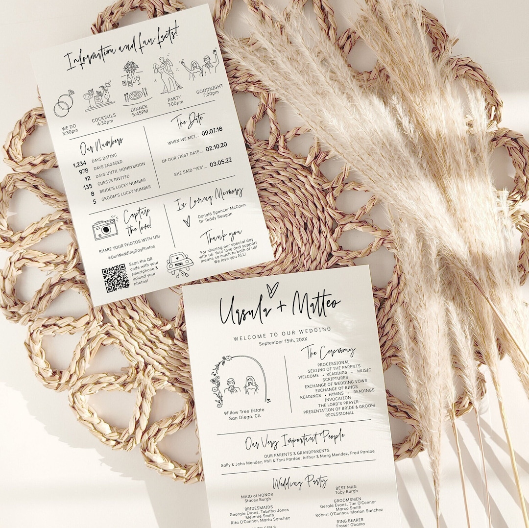 Double Sided Wedding Program Infographic, Timeline Program, Infographic ...