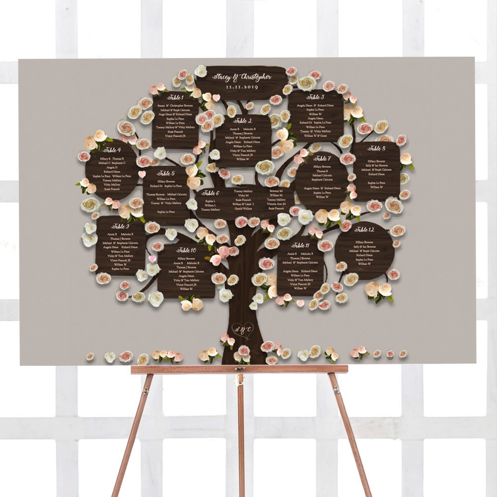 12 & 15 Table Tree Seating Plan Template, up to 15 tables, 24x36 and A1 ...