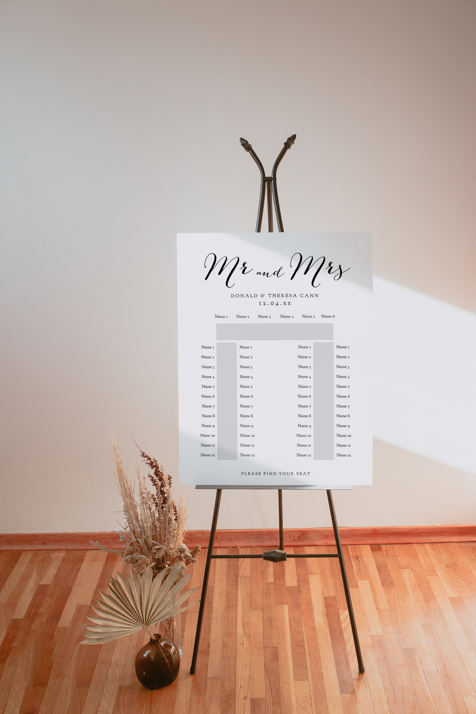 Horseshoe Seating Plan Template, 2 Long Tables and One Top Table, Table ...