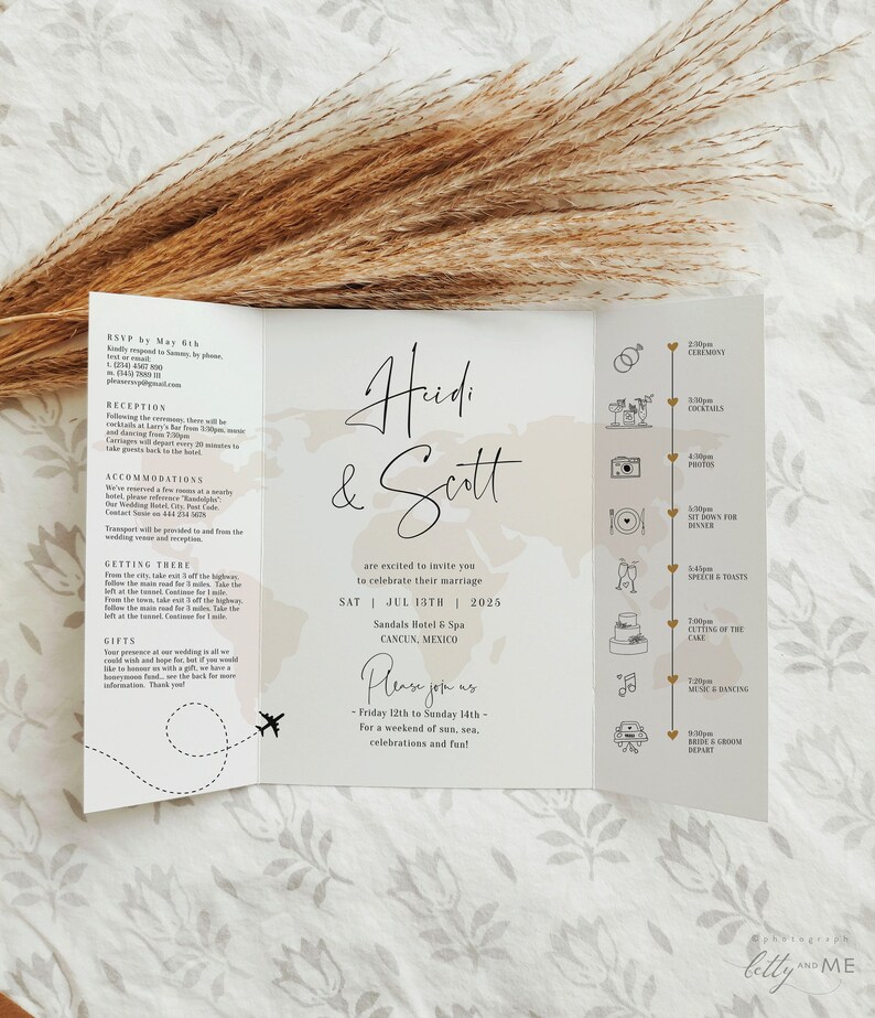 Destination Wedding Invitations Travel Inspired Folded - Etsy