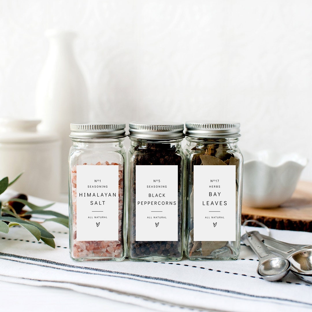 Herb & Seasoning Jar Labels, Spice Jar Labels Template, Modern ...