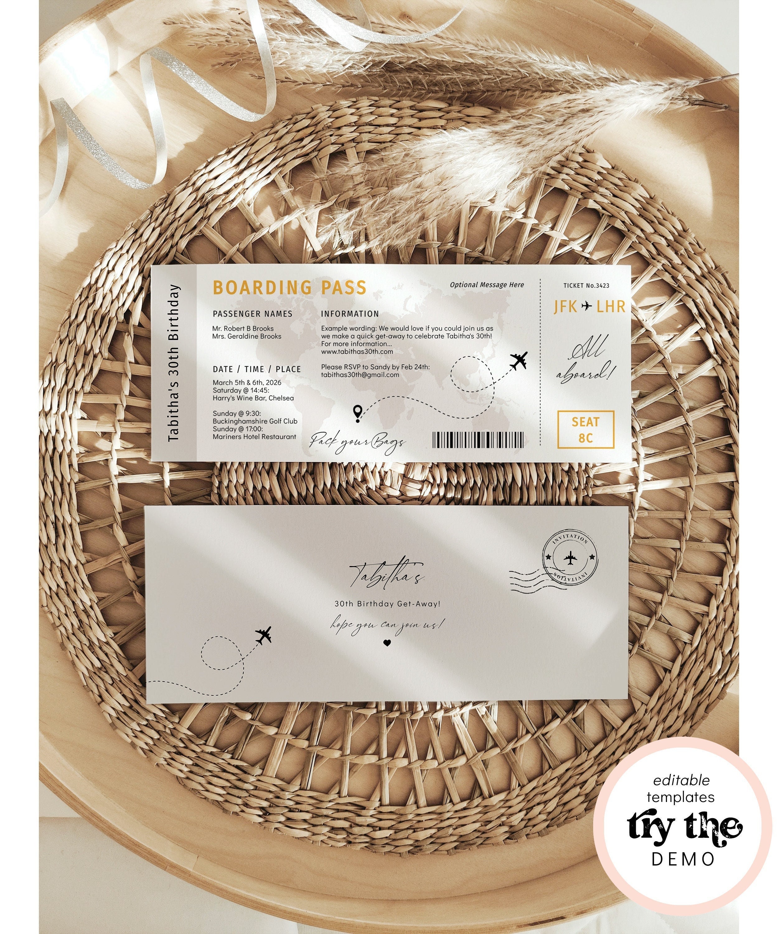 Birthday Party Boarding Pass Invitation Printable Flight - Etsy UK