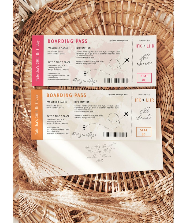 Birthday Party Boarding Pass Invitation Printable Flight - Etsy