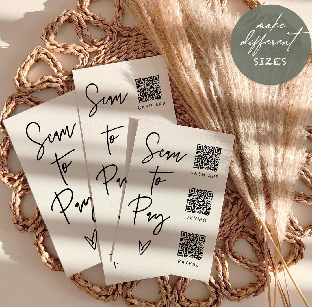 Payment Signs With QR Codes, Scan to Pay Sign, Printable QR Code Sign ...