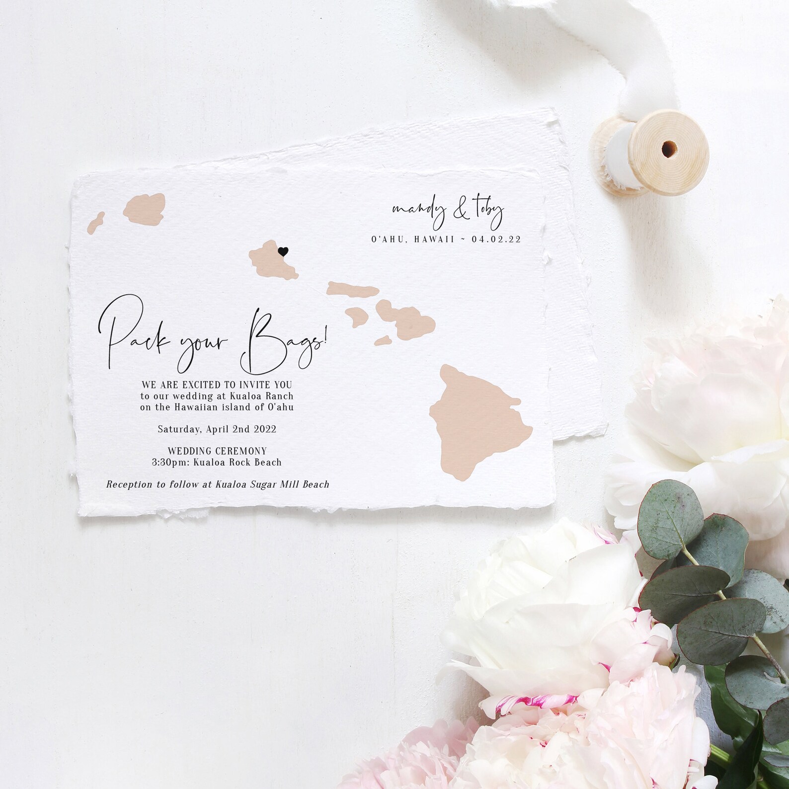Destination - Hawaii Wedding Invitation, Hawaiian Island Destination ...
