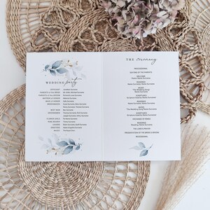 Dusty Blue Folded Wedding Program Booklets, Printable Blue Wedding Order of Service Booklets ...