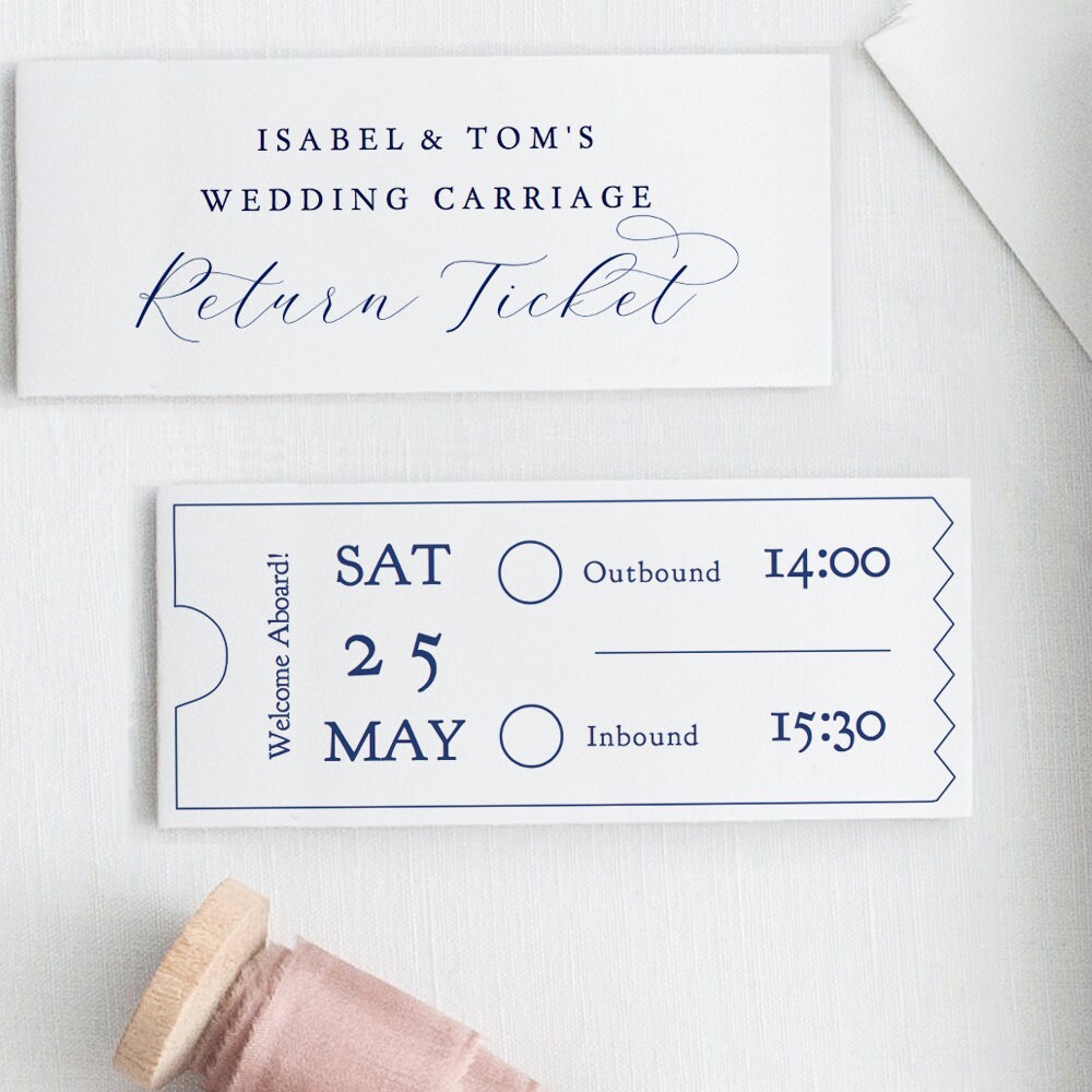Return Ticket, Printable Bus Coach Ticket, Wedding Carriage Ticket in ...