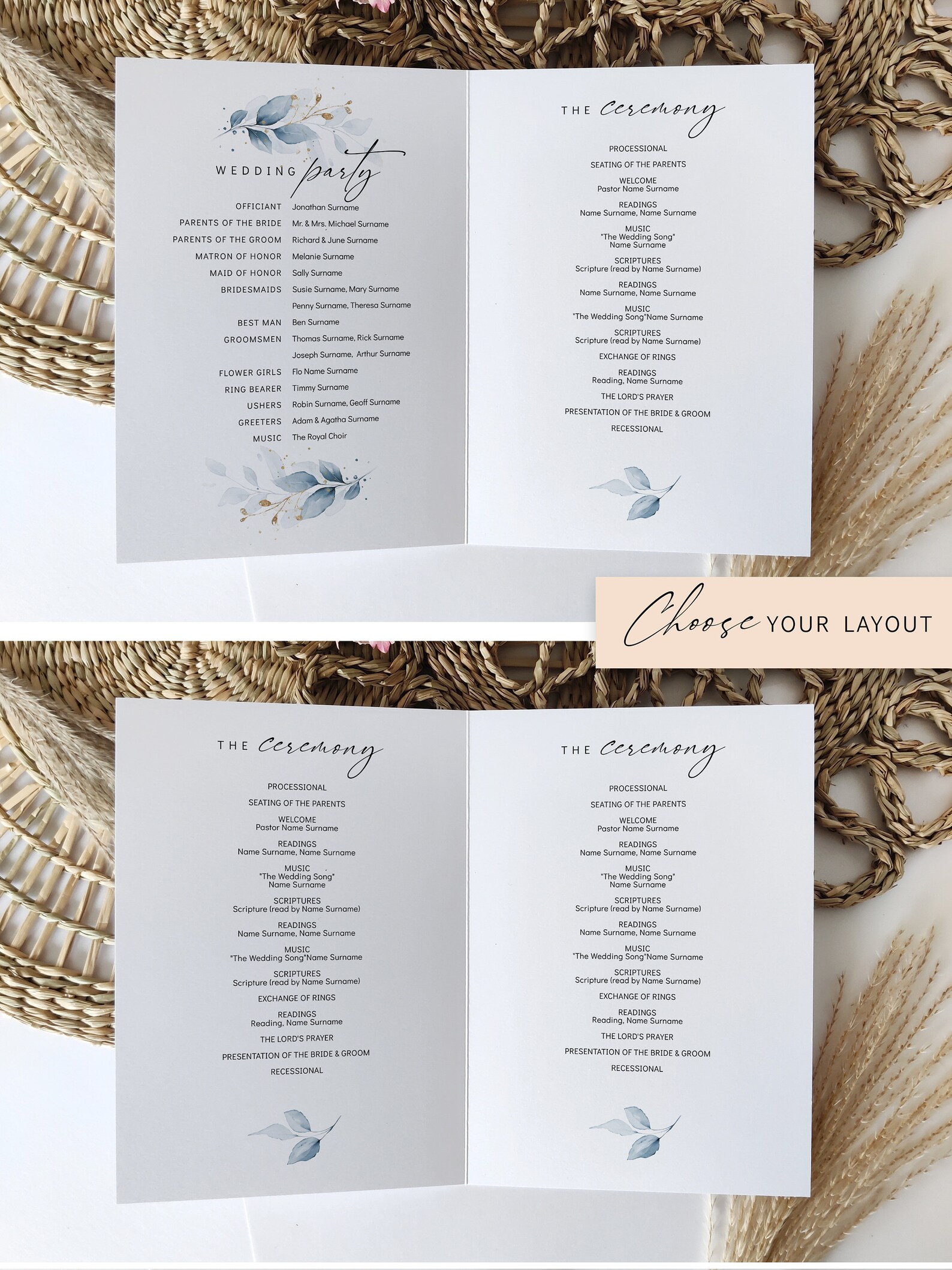 Dusty Blue Wedding Program Printable Program Booklets - Etsy UK