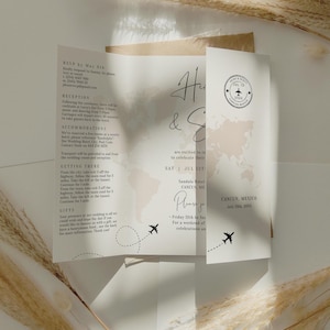 Destination - Wedding Invitations, Travel Inspired Folded Invitation ...