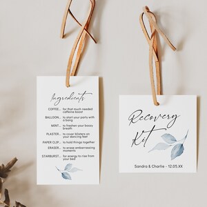 Recovery Kit Tags, Printable Hangover Kit Tag Template, Party Hangover ...