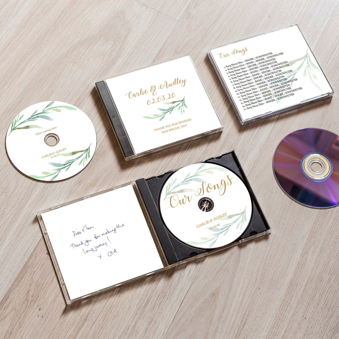CD Cover Template, Printable Cd Wedding Favors, DIY Template, Case and ...