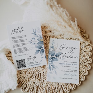 Double Sided Wedding Invitation, Two Separate Cards, Invitation ...