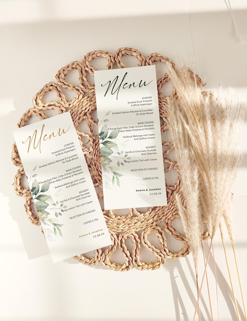 Table Menu Cards, Menu Template Download, Wedding Menu Template ...