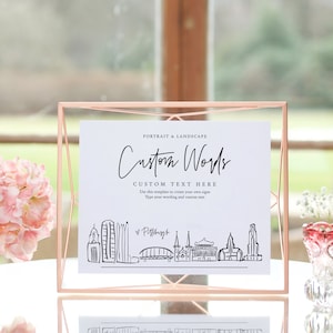 Pittsburgh Custom Sign, Pittsburgh Skyline Template, Editable ...