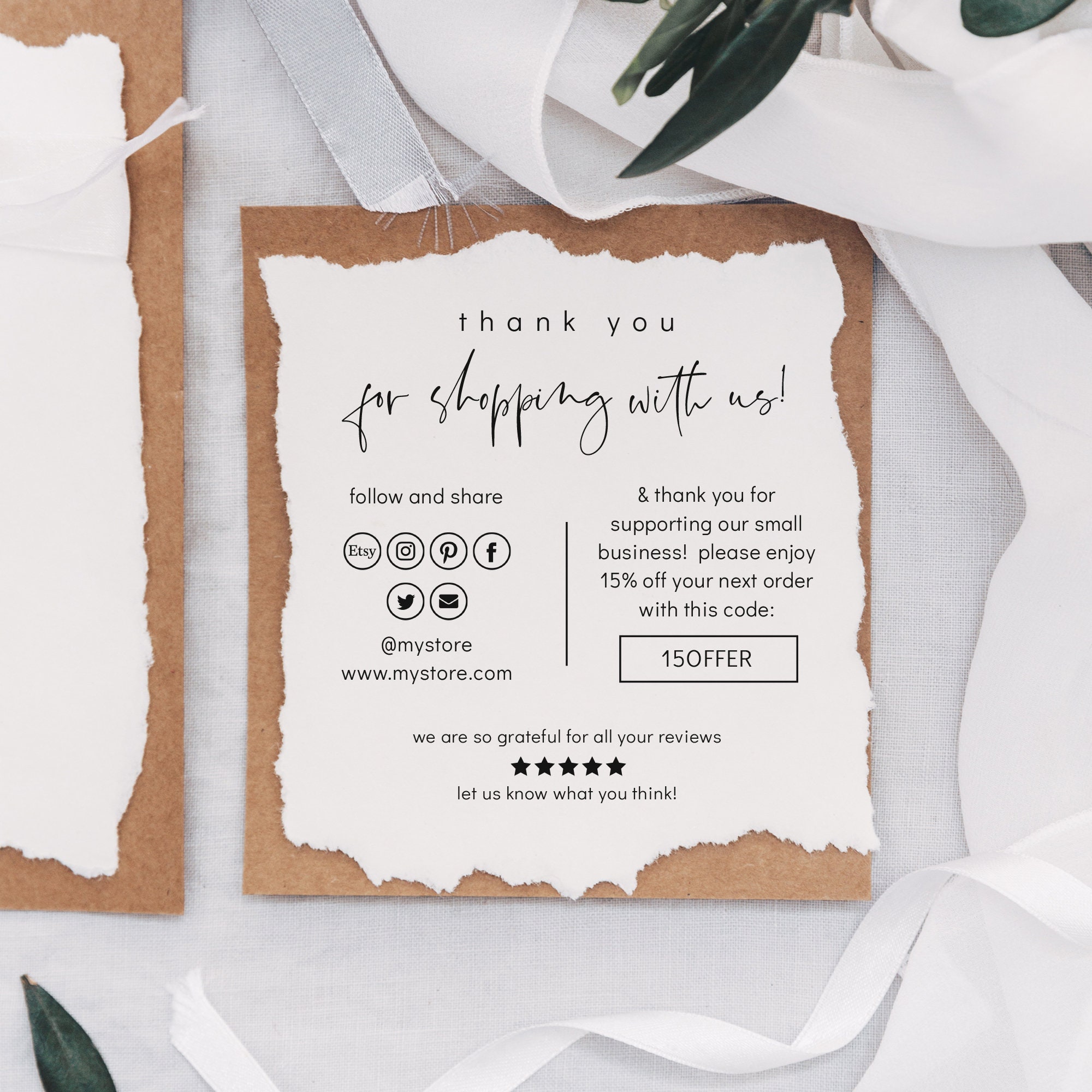 Modern Small Business Thank You Cards In 3 Sizes Front And Etsy