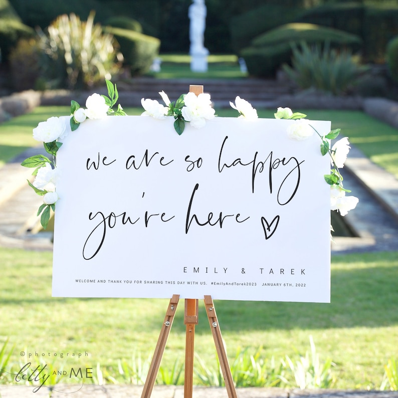 We Are so Happy You're Here Wedding Welcome Signs in 8 - Etsy
