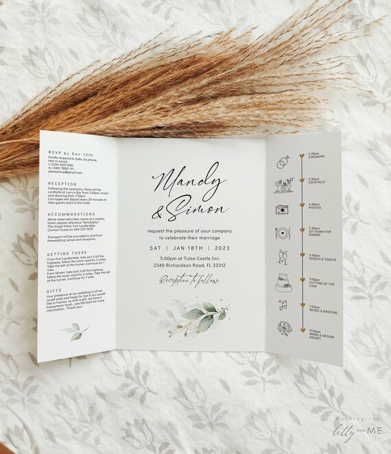 Gatefold Wedding Invitations Templates for Gatefold - Etsy UK