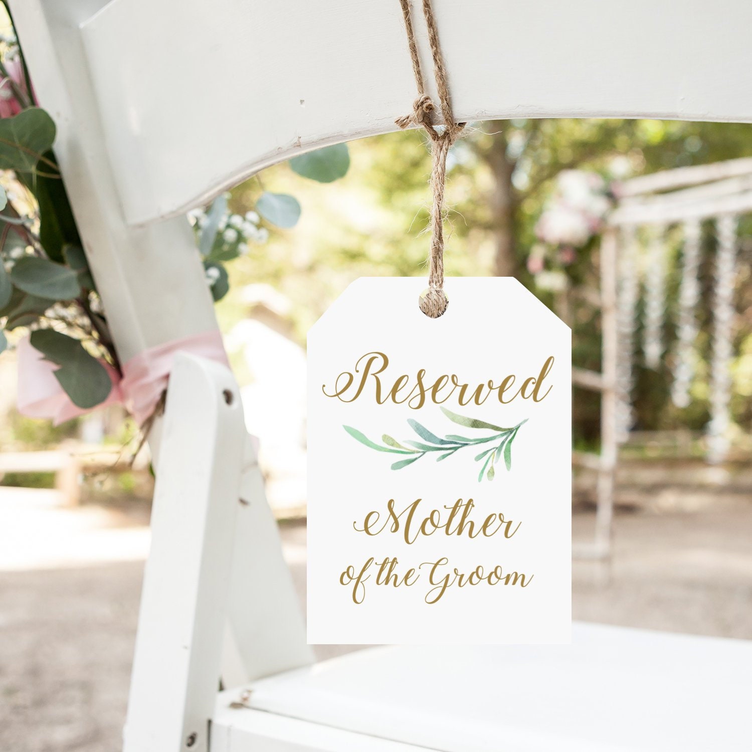 Juliet Reserved Chair Tag Minimalist Wedding Chair Tag Editable ...