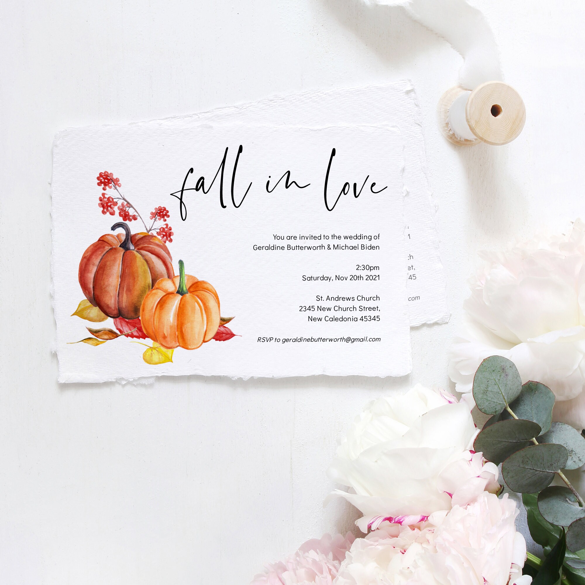 Fall In Love Pumpkin Wedding Invitations Printable Fall In Love 
