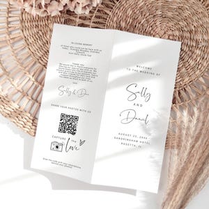 Simple Bifold Wedding Program, Printable Folded Wedding Program, Minimalist Wedding Program ...