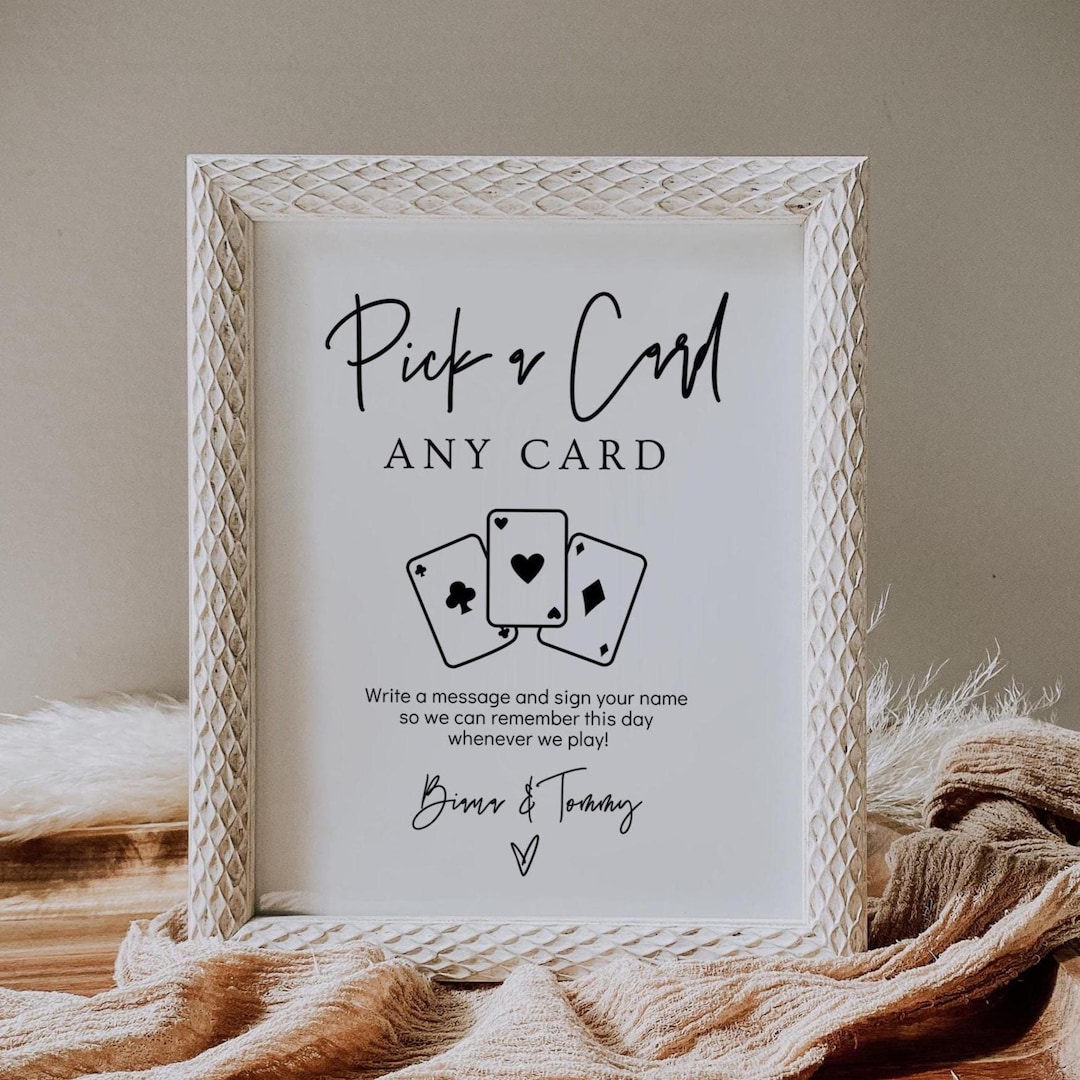 Canva Playing Card Sign, Playing Card Guest Book, Pick a Card Any Card ...