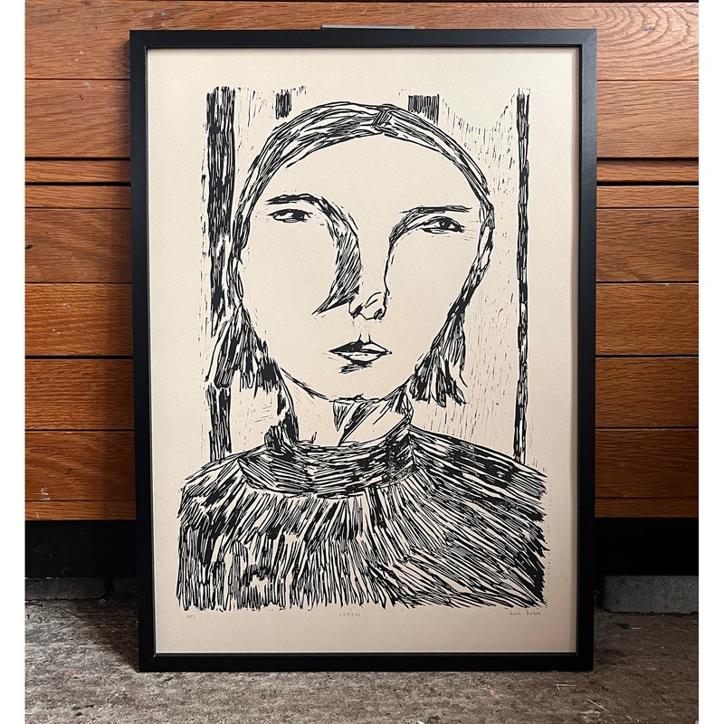Linocut Portrait - Etsy