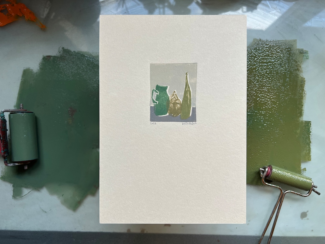 Still Life Original Art Still Life Coloured Lino Print - Etsy