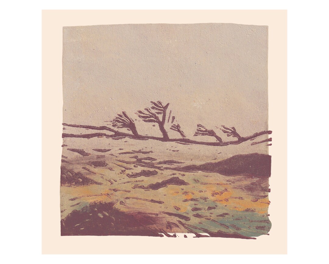 Fog and Wind Art Print - Coloured Lino Block Art Print - Etsy