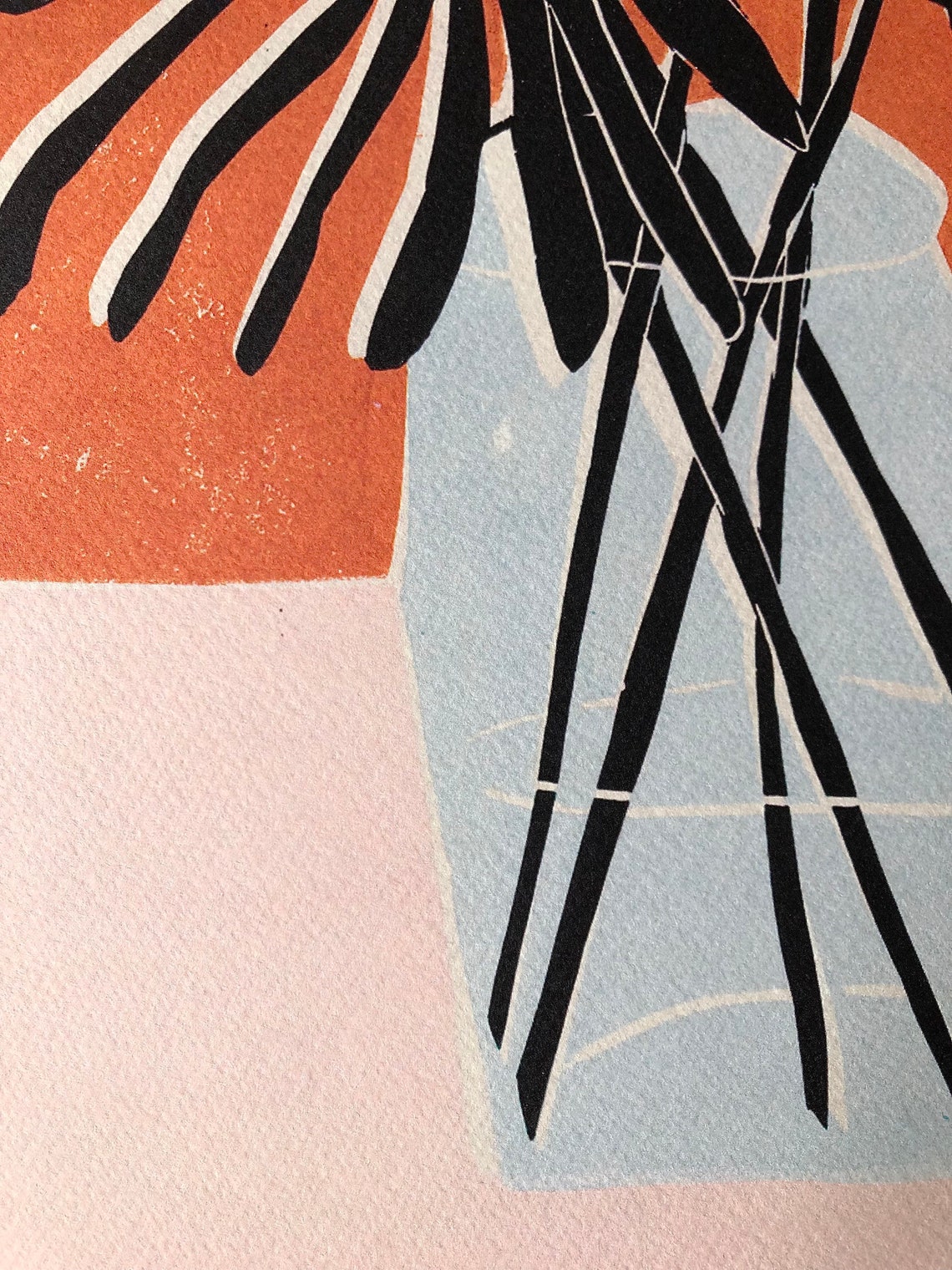 Autumn Flowers Still Life Coloured Lino Print Hand | Etsy