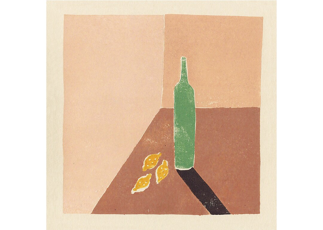 Three Lemons -illustration - Food - Art Print -coloured Lino Print ...