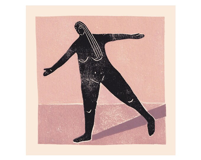 The Great Balancing Act - Art Print -coloured Lino Print - Hand Printed ...