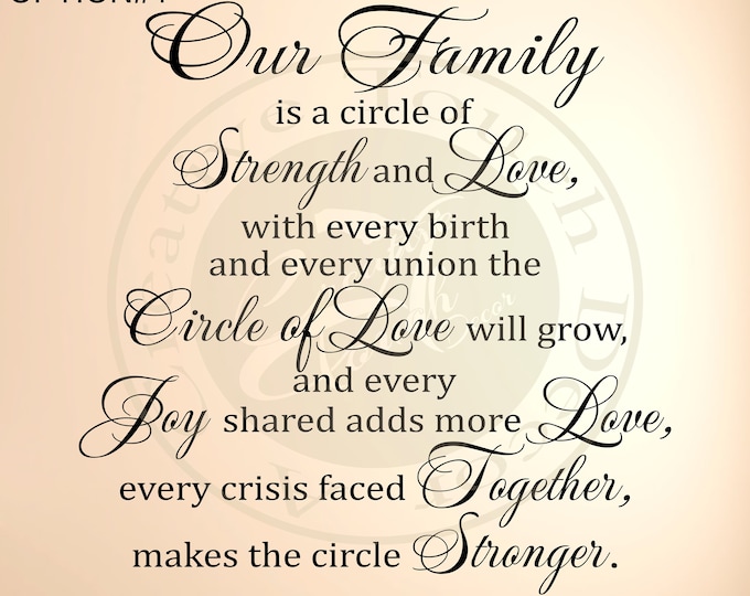 Our Family: A Circle of Strength and Love.#3 Vinyl Wall Decal,removable ...