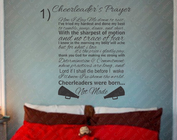 Cheerleaders Prayer Vinyl Wall Decal Design #1-#4 Cheerleading Wall ...