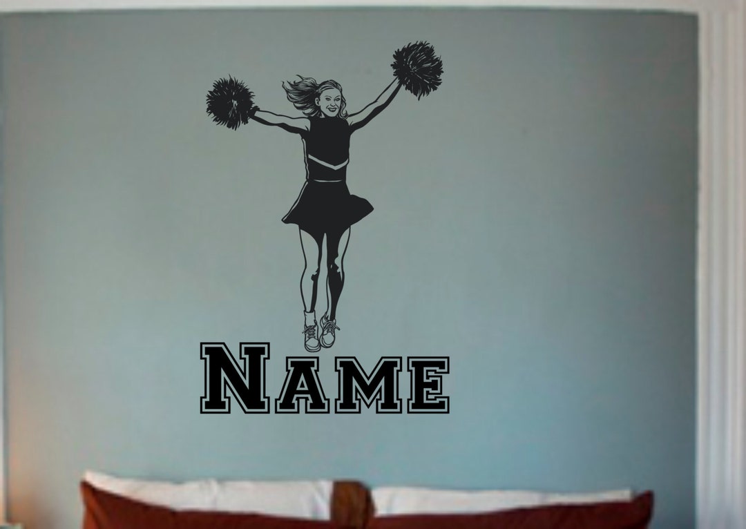 Personalized Cheerleader Wall Decal #6: Custom Name Vinyl Art - Etsy