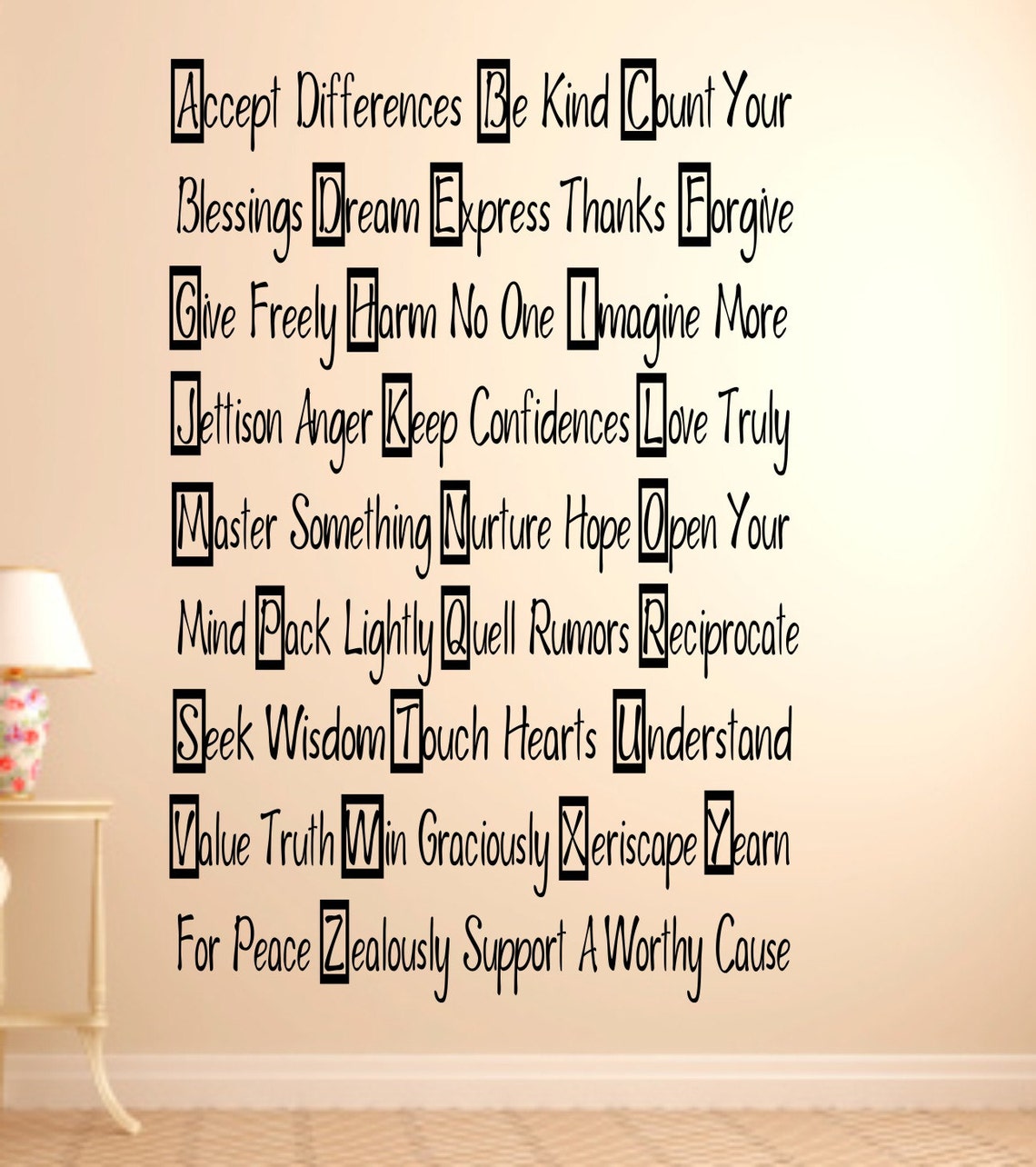 The A-Z Quote Vinyl Wall Decal, Custom Wall Decal, Custom Wall Quote ...