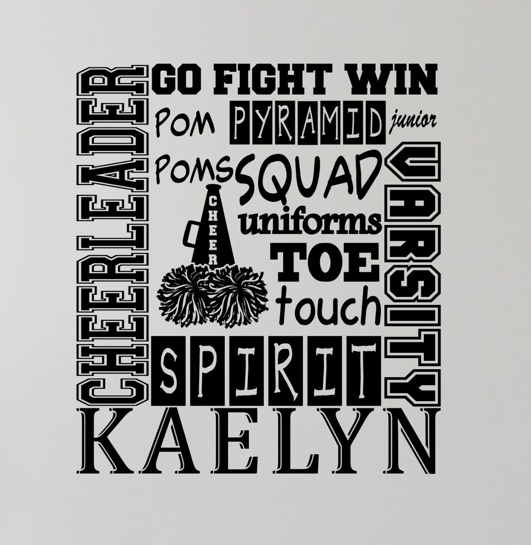 Personalize Cheerleader Subway Art Wall Decal,cheer Wall Decal ...